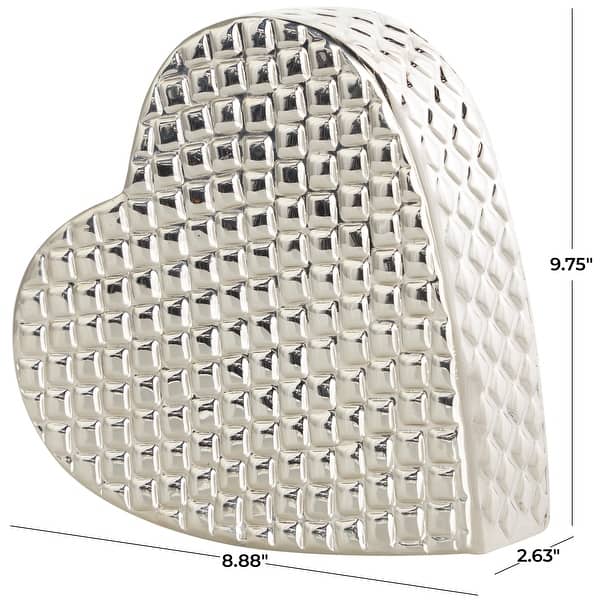 Gold or Silver Aluminum Metal Slanted Heart Sculpture with Dimensional ...