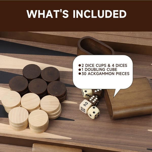 GSE™ 21" Premium Wooden Inlay Backgammon Board Game Set, Portable ...