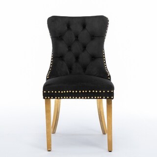 Set of 2 Upholstered Dining Chair with Golden Stainless Steel Plating ...