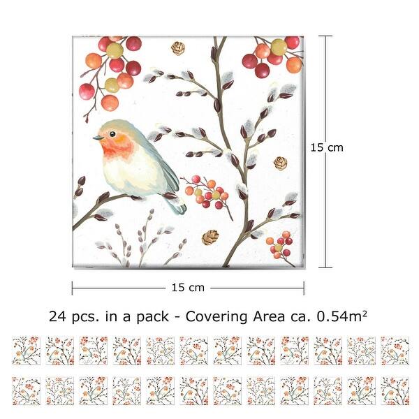 Walplus Ode To The Robin Redbreast Tile Stickers Peel and Stick Mix ...