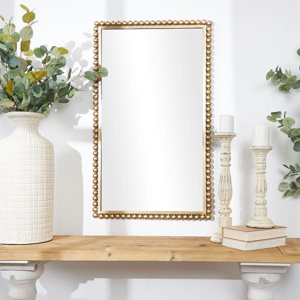 CosmoLiving by Cosmopolitan Gold Metal Room Wall Mirror with Beaded ...