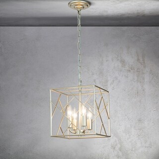 CraftHome W11" Vintage Farmhouse Lantern Cage Chandelier Square Metal ...