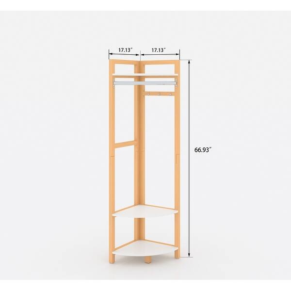 Wood Corner Floor Shelf Entryway Coat Rack Storage Display Rack - Bed ...