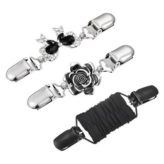 3pcs Sweater Clips Cardigan Collar Clips Shawl Clips, 3 Styles - Black ...