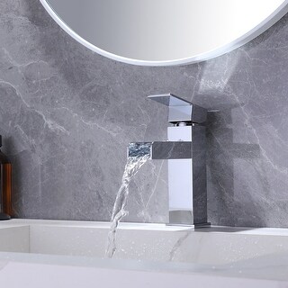 Single Handle Square Waterfall Bathroom Sink Faucet - Bed Bath & Beyond ...