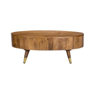 39 Inch Coffee Table, Oval Mango Wood Top, Angled Iron Legs, Rustic ...
