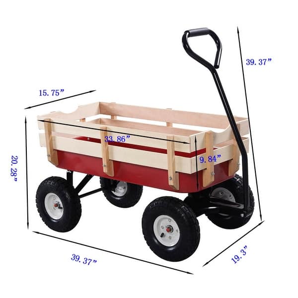 Outdoor Wagon All Terrain Pulling Wood Railing Air Tires Children - Bed ...