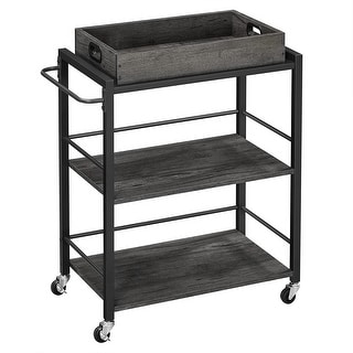 Industrial Bar Cart for The Home, Serving Cart with Wheels & Handle, 3 ...