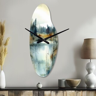 Designart - Summer Lake Landscape Illustration II - Lake Large Wall ...