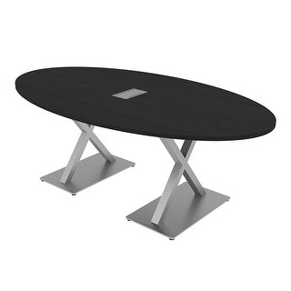 7Ft Oval Conference Room Table With X Bases Power And Data Module - Bed ...