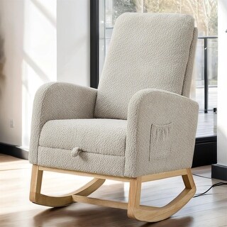 25.4"W Rocking Chair, High Back Glider Chair with Retractable Footrest ...