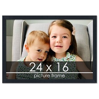 24x16 Contemporary Black Complete Wood Picture Frame with UV Acrylic ...