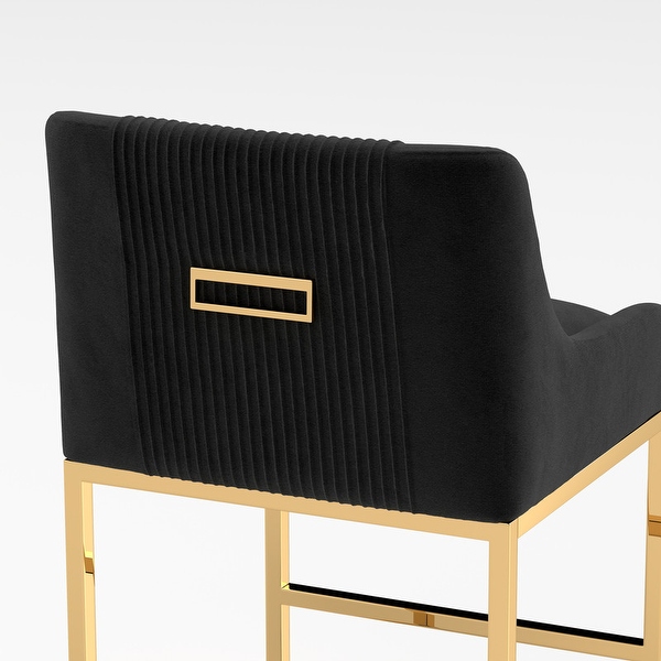 SEYNAR Mid-Century Modern Low-Back Velvet Bar Stools with SEYNAR Mid-Century Modern Low-Back Velvet Bar Stools with
