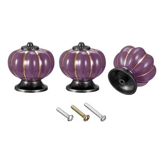 Ceramic Drawer Knobs 3Pcs Pumpkin Handles Pulls 40mm Dia. W Screws ...