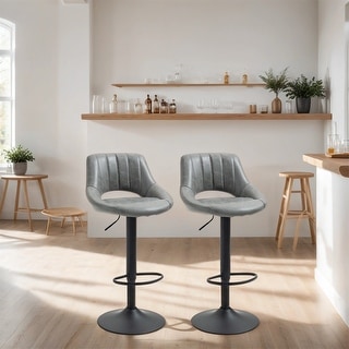 Swivel Bar Stools Set of 2 with Round Heavy Metal Base, and Footrest ...