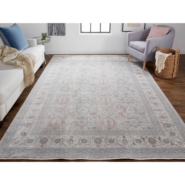 Gilford Rustic Persian Farmhouse Rug, Gray/Blue/Rust, Accent Rug - 2' x ...