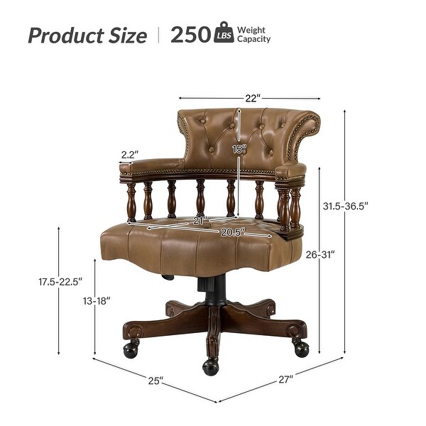 Viktor Traditional Chesterfield Captains Executive Chair with Nailhead Trims by HULALA HOME N A On Sale Bed Bath Beyond 37028723
