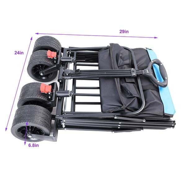 Extra Long Folding Cart Beach Cart Shopping Wagon Garden Trolley Heavy ...