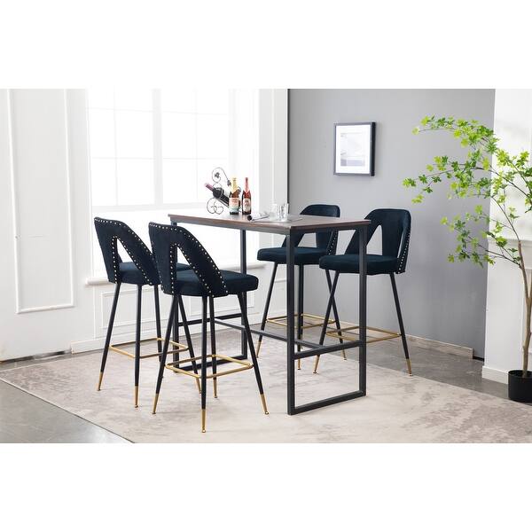 Contemporary Velvet Upholstered 28" Bar Stool and Counter Stools with ...