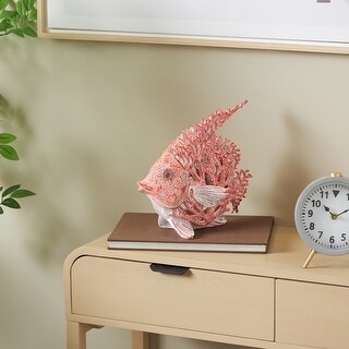 Red or Blue Polystone Textured Fish Decorative Sculpture with White ...
