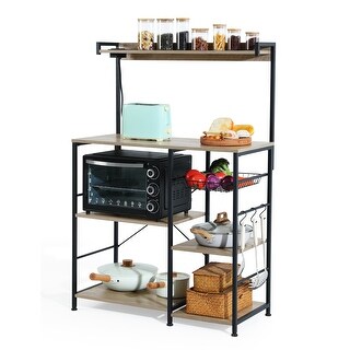 6-Tier Kitchen Baker's Rack with Storage Basket and 6 S-Hooks - Bed ...