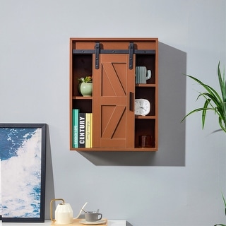 Wood Storage Cabinet Multifunctional Cabinet Adjustable Door Brown ...