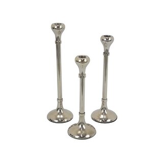 Dia Set of 3 Tabletop Decorations, Round Pedestal Base, Silver Metal ...