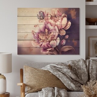 Designart 'Pink And Gold Peruvian Lily II' Floral Peruvian Lily Wood ...
