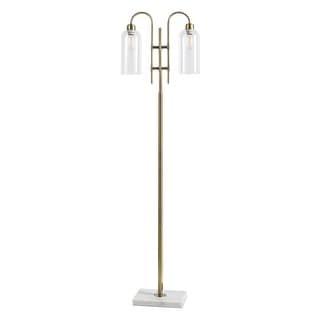 Oro Gold Floor Lamp - Brushed Gold Curved Design and Marbled Base ...