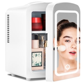 4L Makeup Fridge with LED Mirror, Portable Mini Cooler for Cosmetics ...