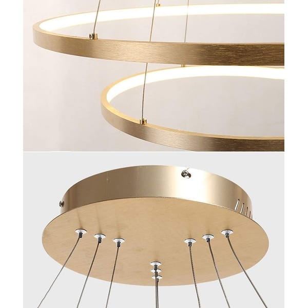 Modern Brushed Gold 3 Rings LED Pendant Light Fixture - Bed Bath ...