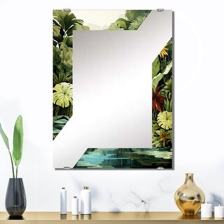 Designart "Rainforest Jungle Plants Landscape II" Jungle Mirror Green ...