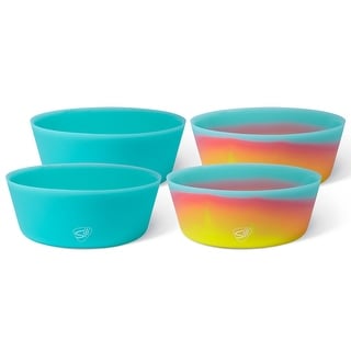 Silipint: Silicone 18oz Squeeze-A-Bowl Set of 4: 2 Aqua & 2 Aurora ...