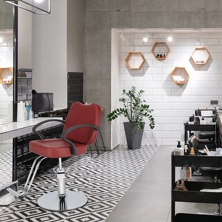 Fireproof Leather Round Barber Chair, Adjustable Height Office Chair ...