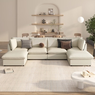 Beige Sectional Sofa Sleeper Sofa Convertible Sofa Bed with 2 Chaise - Bed Bath & Beyond - 39379815