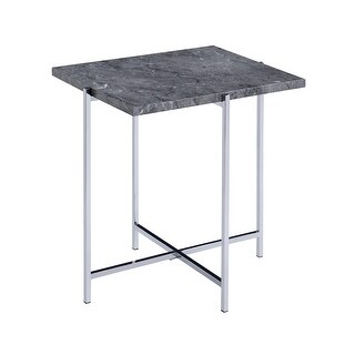 Adelaide Faux Marble Top and Chrome Rectangle End Table - Bed Bath ...
