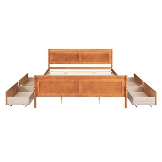 Queen Wooden Platform Bed with Streamlined Headboard and Footboard and ...