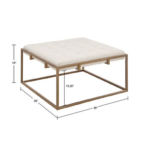 Madison Park Orrell Ivory Square Shape Tufted Upholstered Metal Base ...