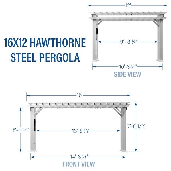 Backyard Discovery Hawthorne 16x12' Galvanized Steel Pergola w/ Canopy ...