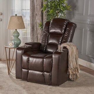 33" Spacious Upholstered Power Recliner with Armrest Storage and Built ...