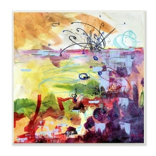 Stupell Abstract Chaos Lively Line Movements Purple Orange Yellow Wood ...