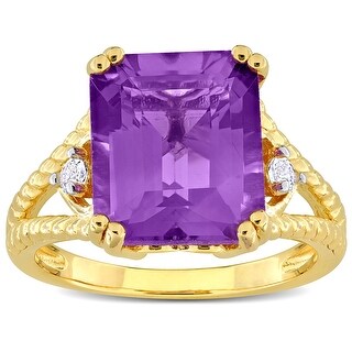 Miadora 5 1/8ct TGW Octagon-Cut Amethyst and White Topaz Cocktail Ring ...