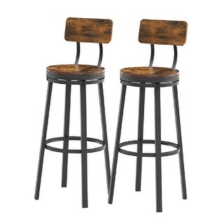 2pcs Round Seat Swivel Bar Stool with Backrest and Footrest - Bed Bath ...