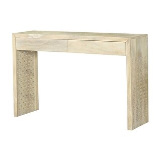 47 Inch Rectangular 2 Drawer Console Table, Lattice Straight Legs ...