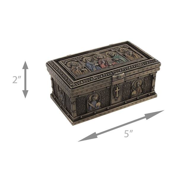 Bronzed Catholic Saints Altar Resin Trinket Box 5 Inches Long - 2 X 5 X ...