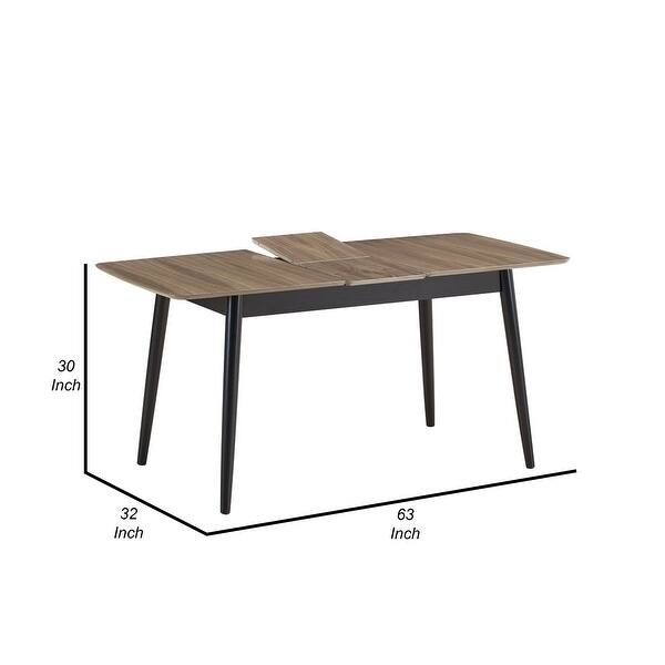 Anae 51-63 Inch Dining Table, Butterfly Leaf, Brown Wood Top, Black ...