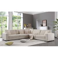 Deep Seat L-shape Sectional Sofa Set, Corduroy Upholstered Oversized Modular Couch with Pillows ...