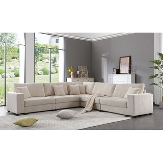 Oversized Modular Sectional Sofa Set,Corduroy Upholstered Deep Seat ...