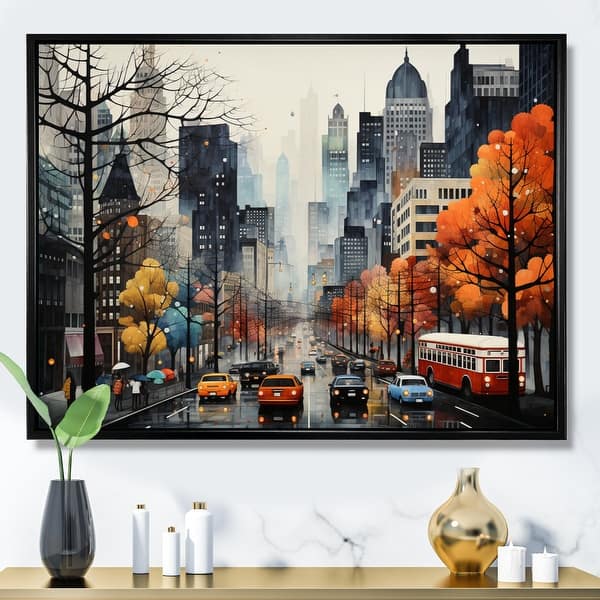 Designart "Bold Cityscape Urban Fog III" Cityscapes Framed Wall Decor ...