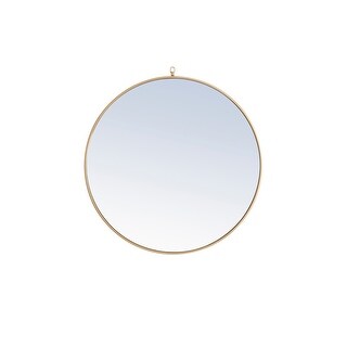 Strick & Bolton Patti Metal 42-inch Round Mirror with Decorative Hook ...